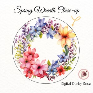 Spring Wreath Clipart, PNG, Watercolor Flowers, Multi Colored Wreath ...