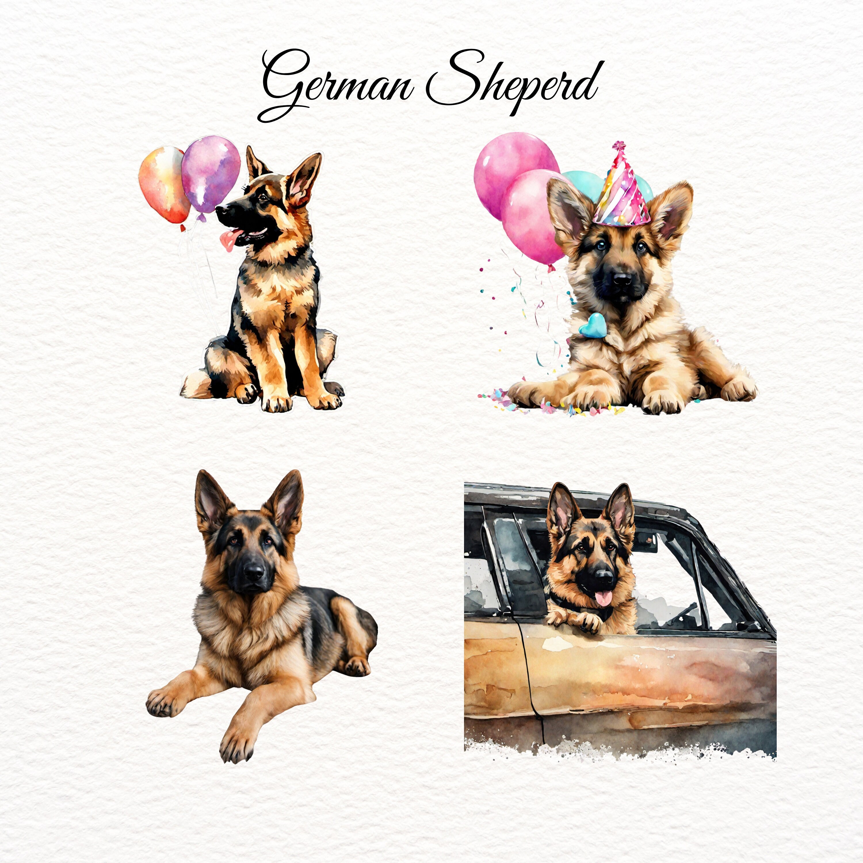 German Shepherd Watercolor Clipart PNG Cute Puppy Dog - Etsy