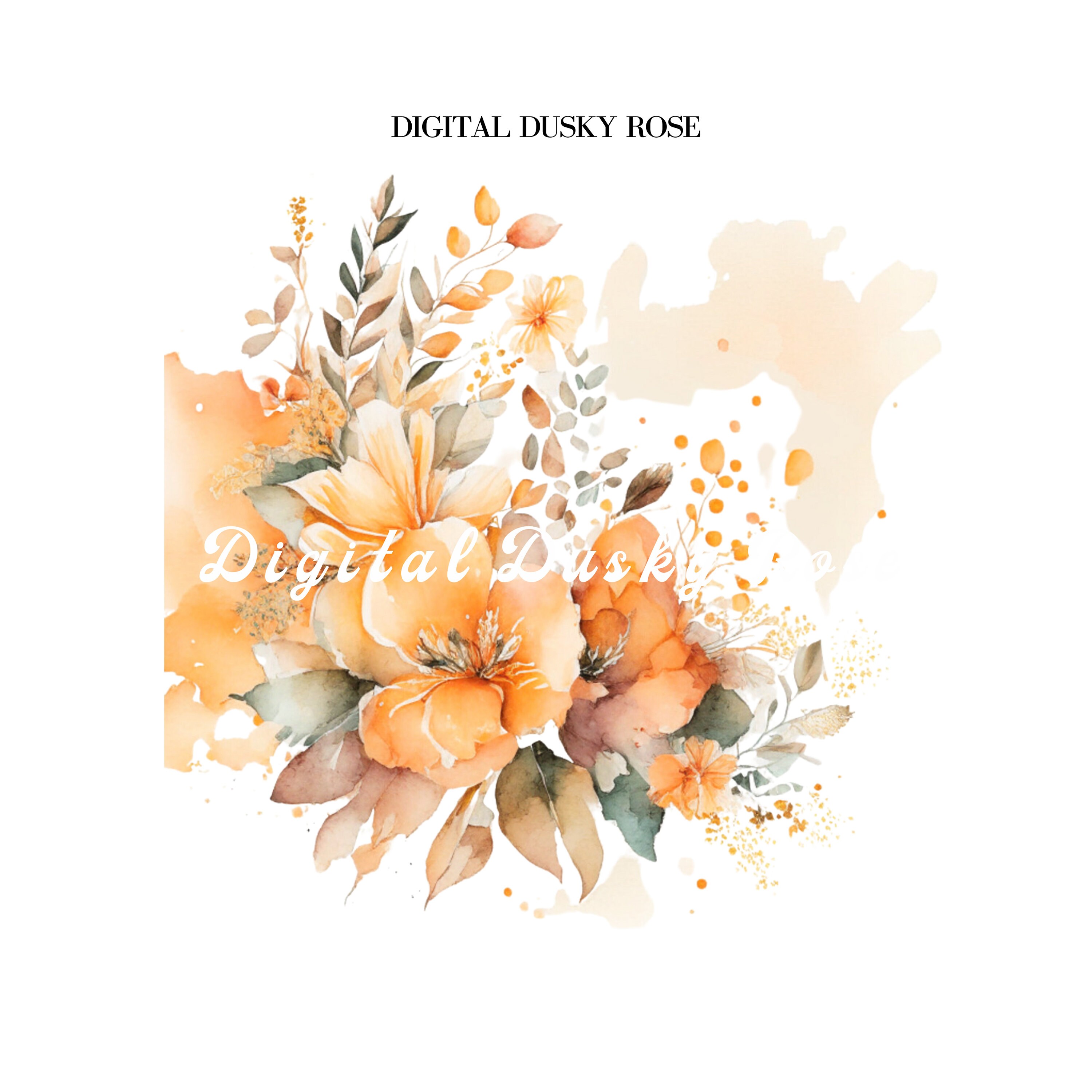 Orange Flowers Clipart PNG Watercolor Clipart Floral - Etsy