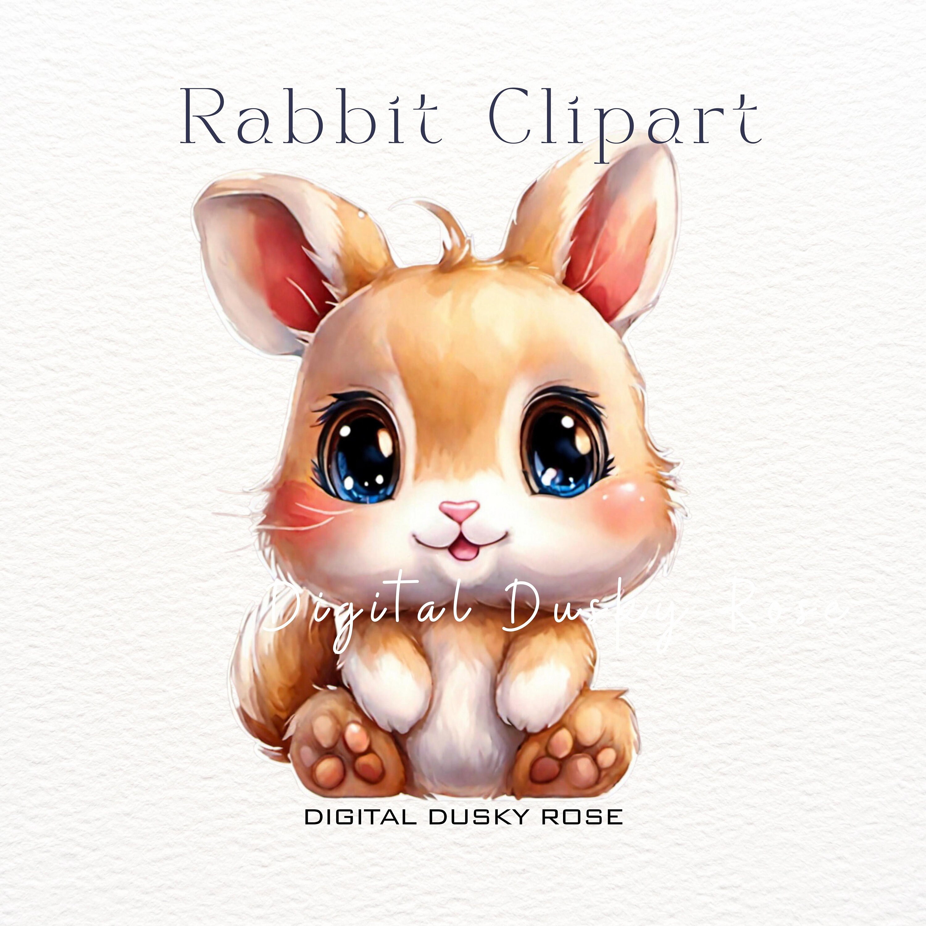 Rabbit Watercolor Clipart PNG Cute Forest Animal Kawaii - Etsy