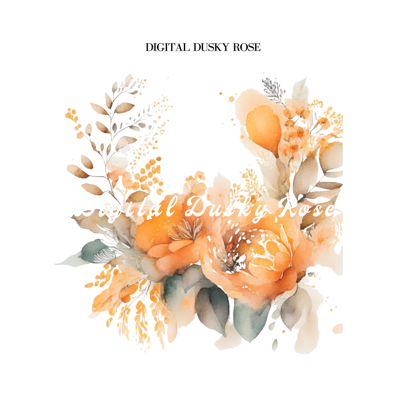 Orange Flowers Clipart PNG Watercolor Clipart Floral - Etsy