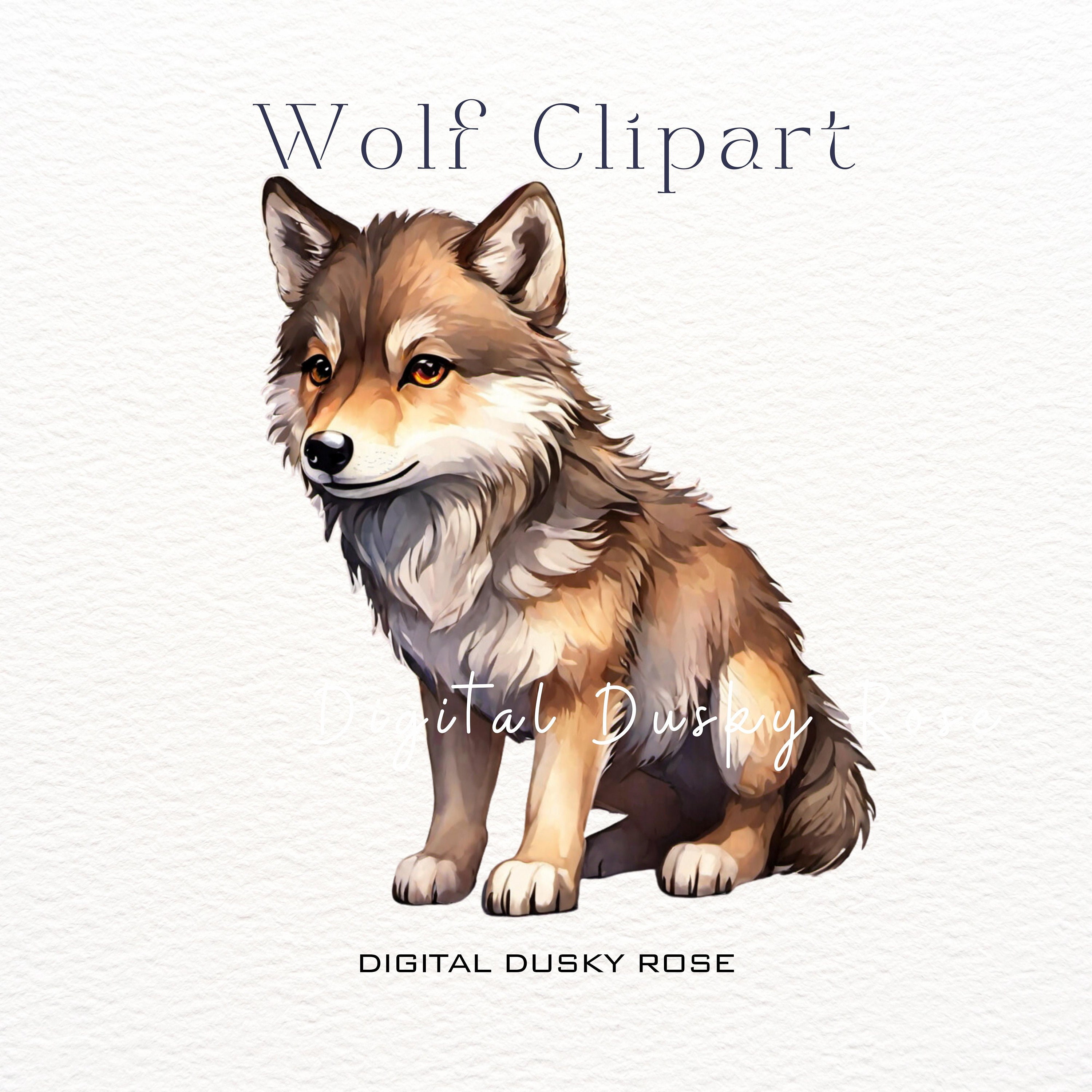 Wolf Watercolor Clipart PNG, Cute Wild Animal Craft Illustrations, DIY ...
