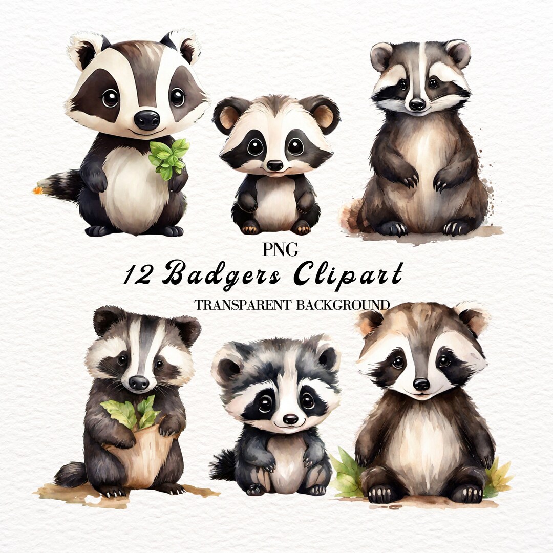Badger Watercolor Clipart - Cute Forest Animal PNG, Transparent ...