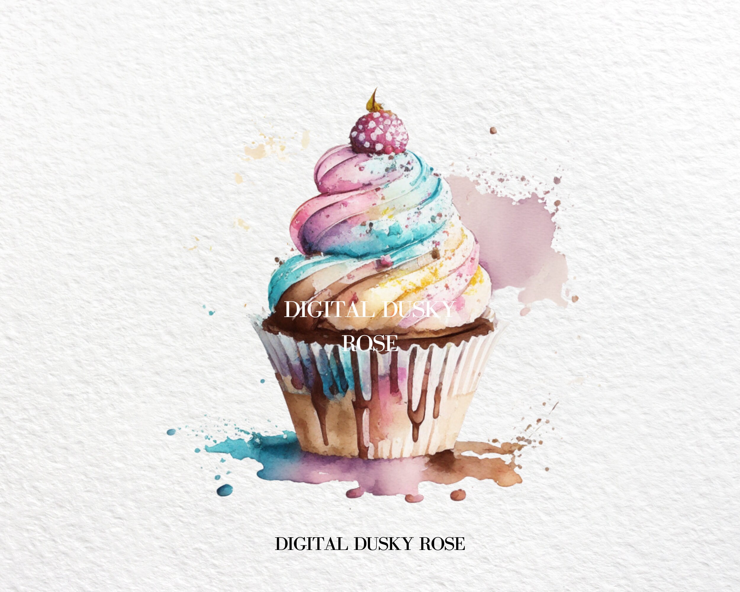 Pastel Cupcakes Watercolor Clipart Food Baking Clipart Card - Etsy