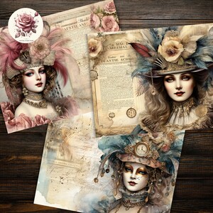 Venice Carnival Junk Journal Pages, Watercolor, Printable, Digi Kit ...