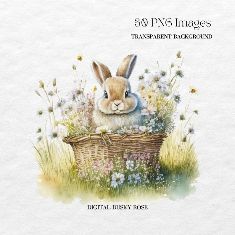 Clipart Fluffy Bunnies Watercolor Bunny Clipart Pastel - Etsy