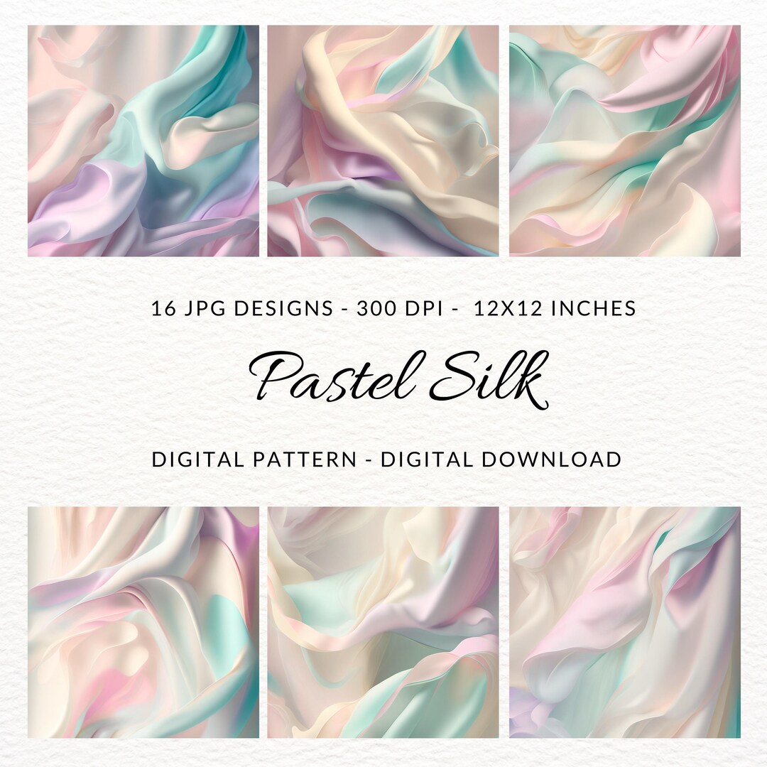 Soft Pastels Silk Digital Paper Bundle JPG, Background, Craft ...