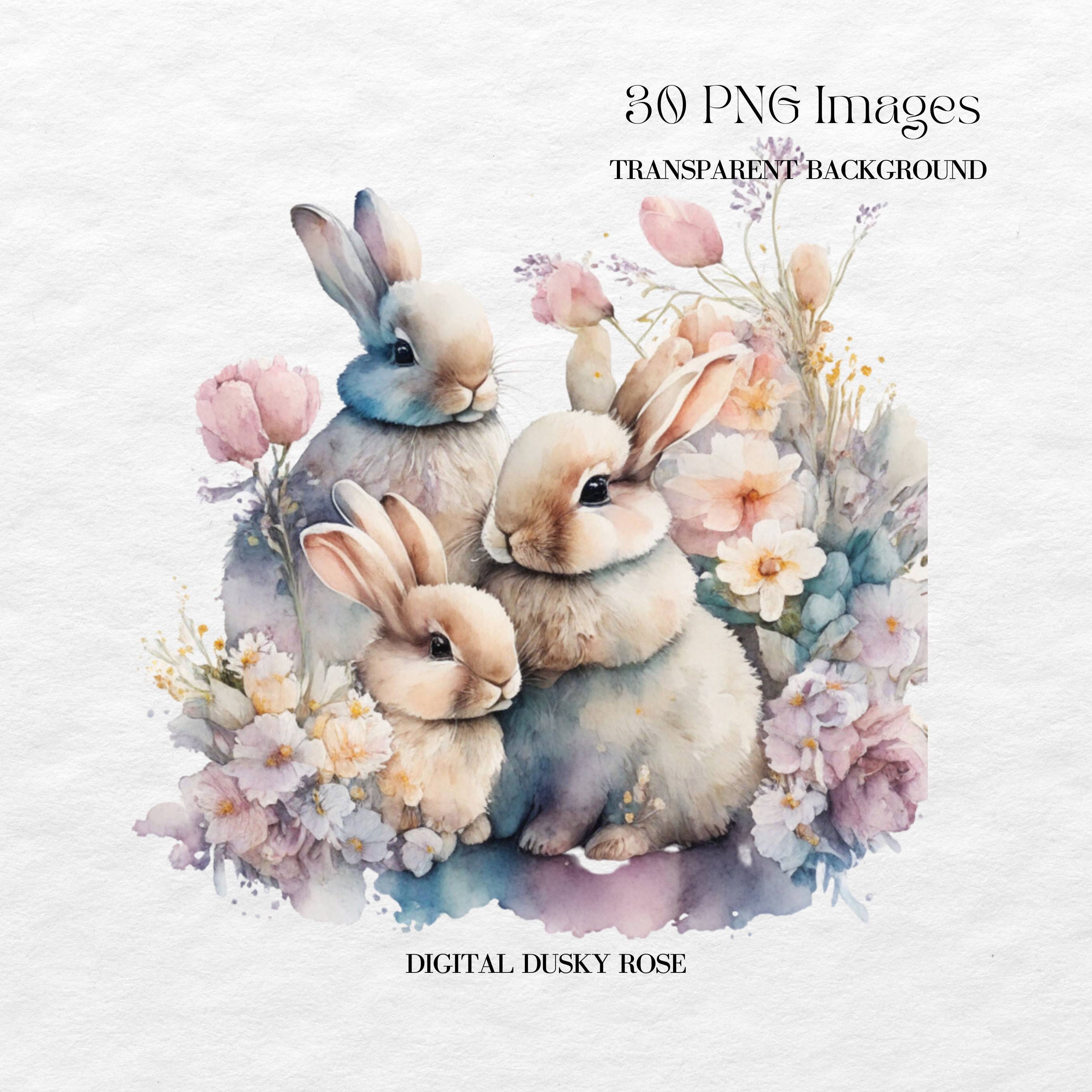 Clipart Fluffy Bunnies Watercolor Bunny Clipart Pastel - Etsy