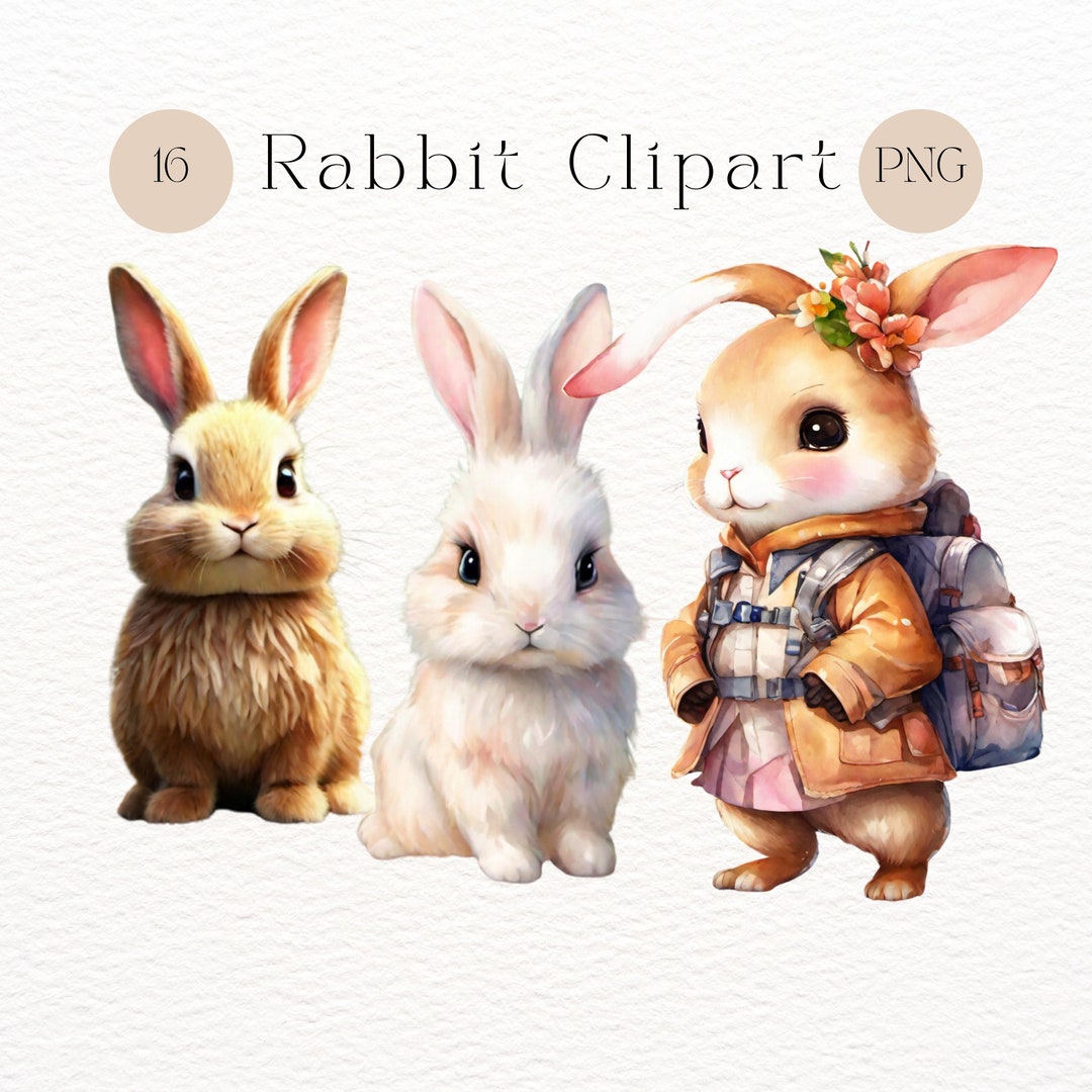 Rabbit Watercolor Clipart PNG, Cute Forest Animal, , Kawaii Bunny ...