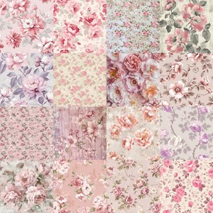 120 Pink Vintage, Shabby Chic, Digital Paper Flower Background ...
