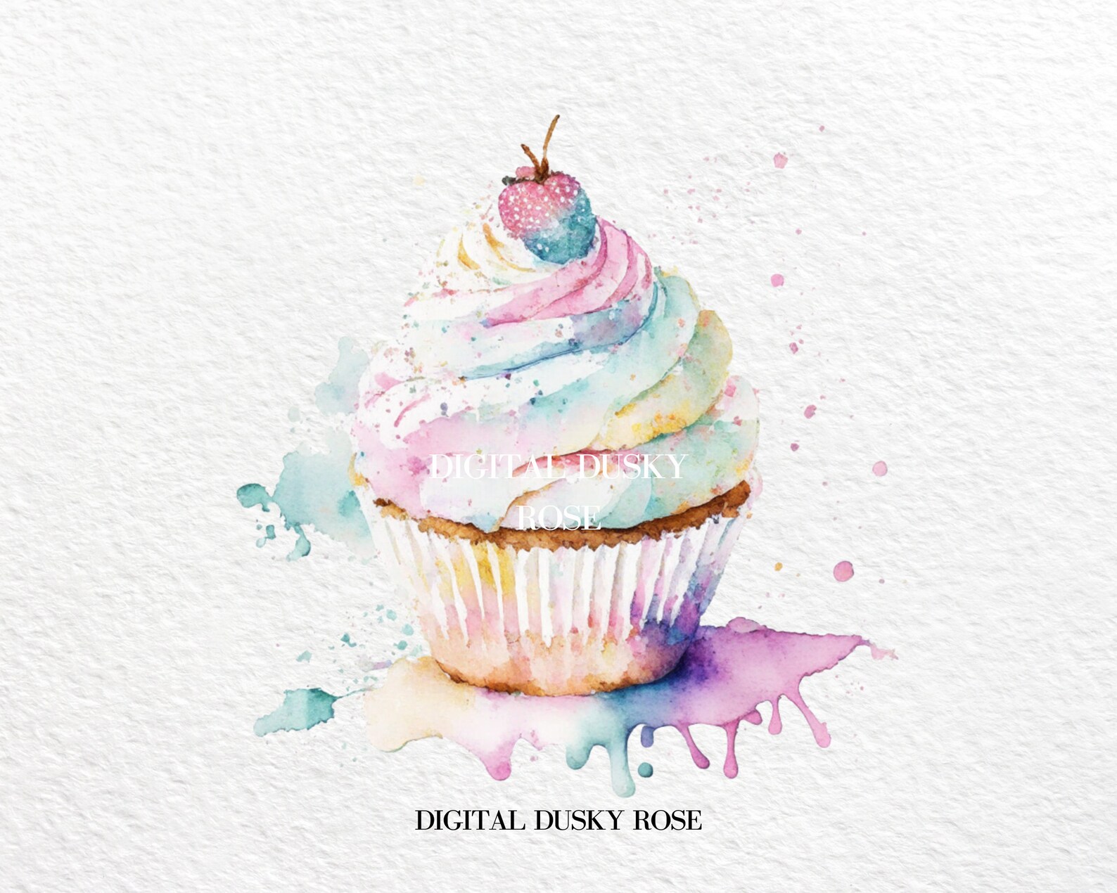 Pastel Cupcakes Watercolor Clipart Food Baking Clipart Card - Etsy