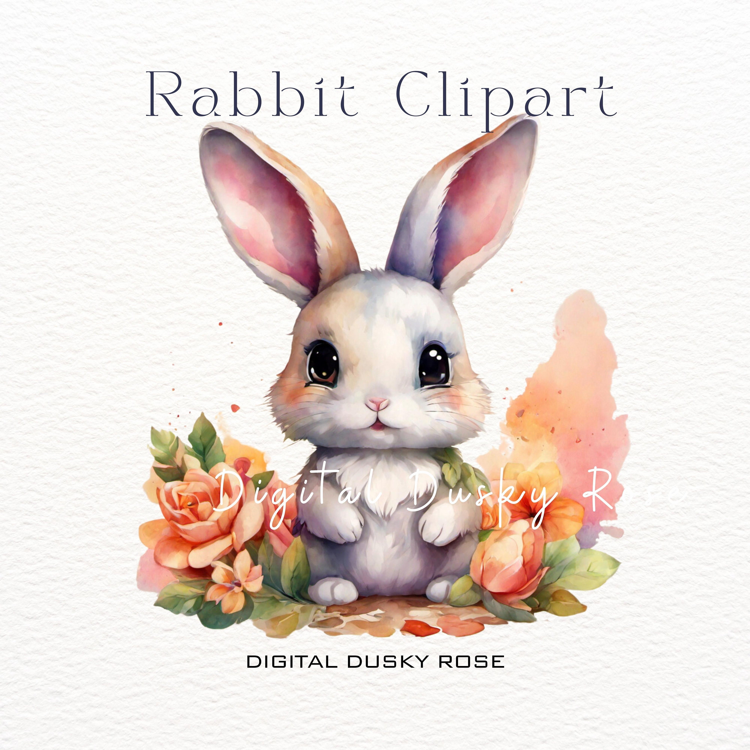 Rabbit Watercolor Clipart PNG Cute Forest Animal Kawaii - Etsy