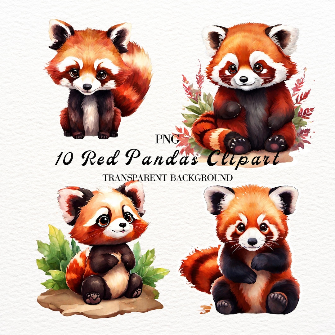 Red Panda Clipart Cute Kawaii Chibi, PNG, Adorable Wild Animal ...