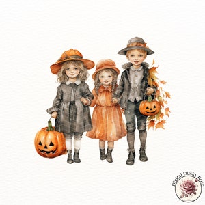 Trick R Treat Clipart, Watercolor Autumn, Fall Foliage, Seasonal Decor ...