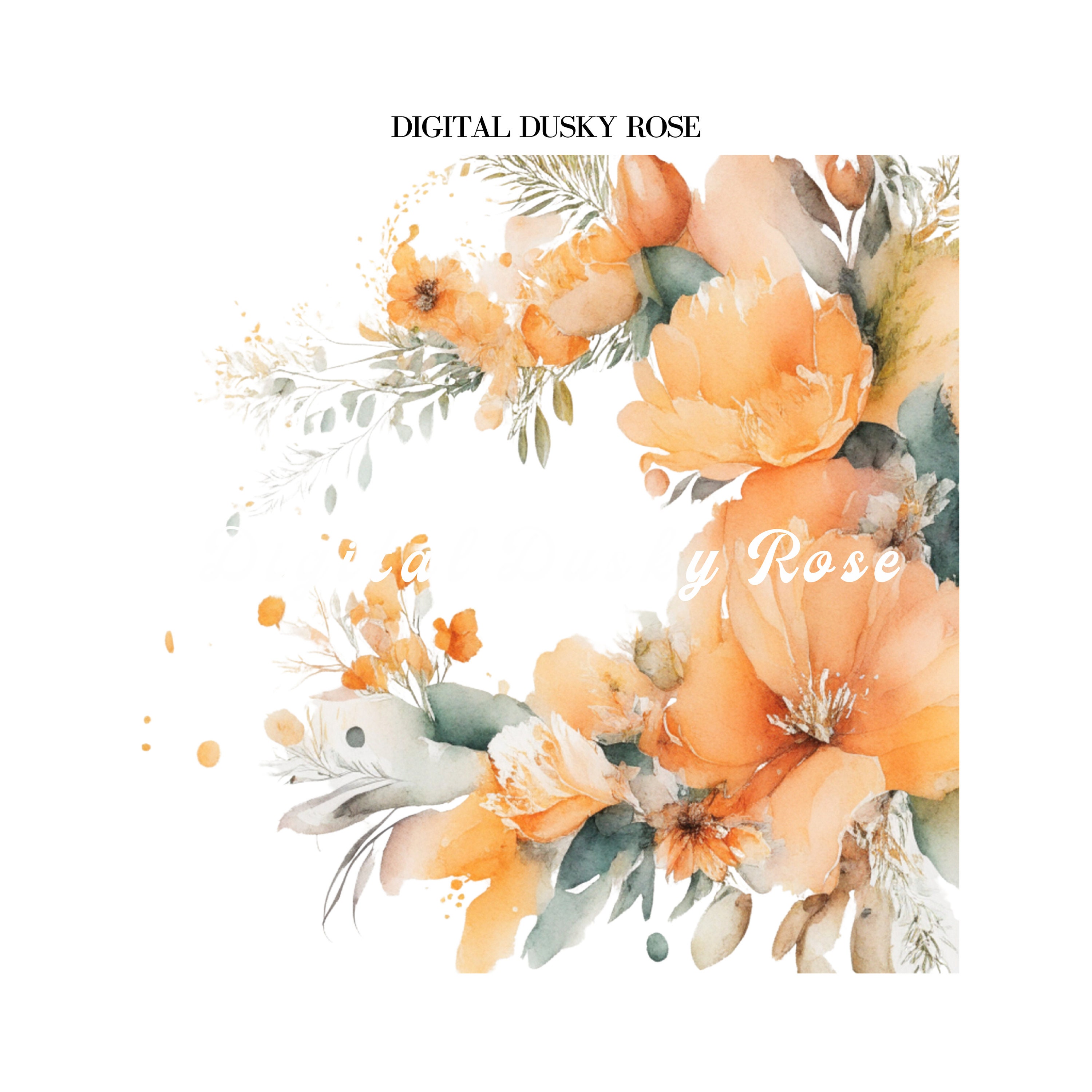 Orange Flowers Clipart PNG Watercolor Clipart Floral - Etsy