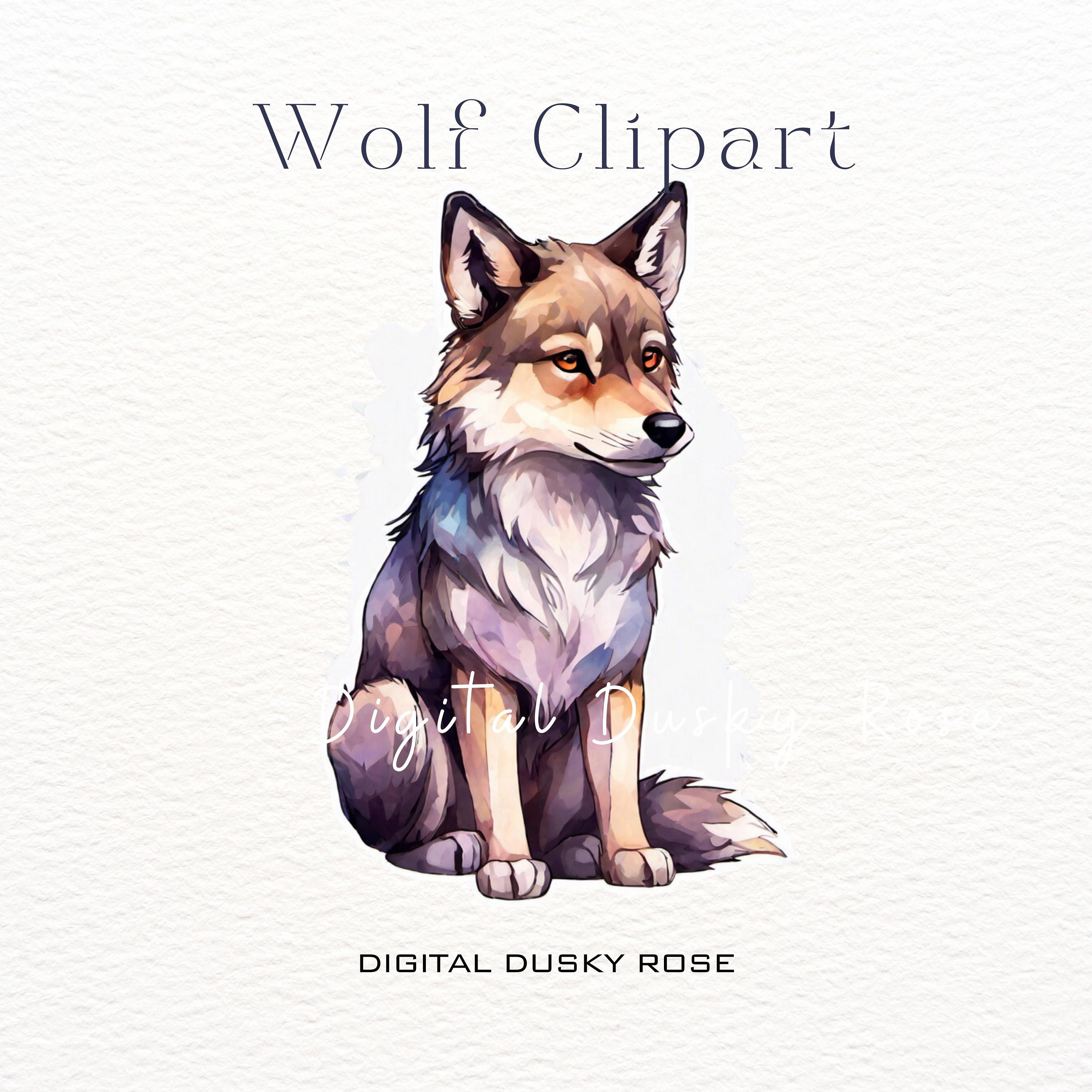 Wolf Watercolor Clipart PNG, Cute Wild Animal Craft Illustrations, DIY ...