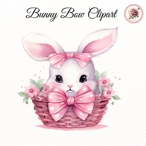 Adorable Baby Bunny Girl Clipart With Pink Bow - Perfect for Easter ...