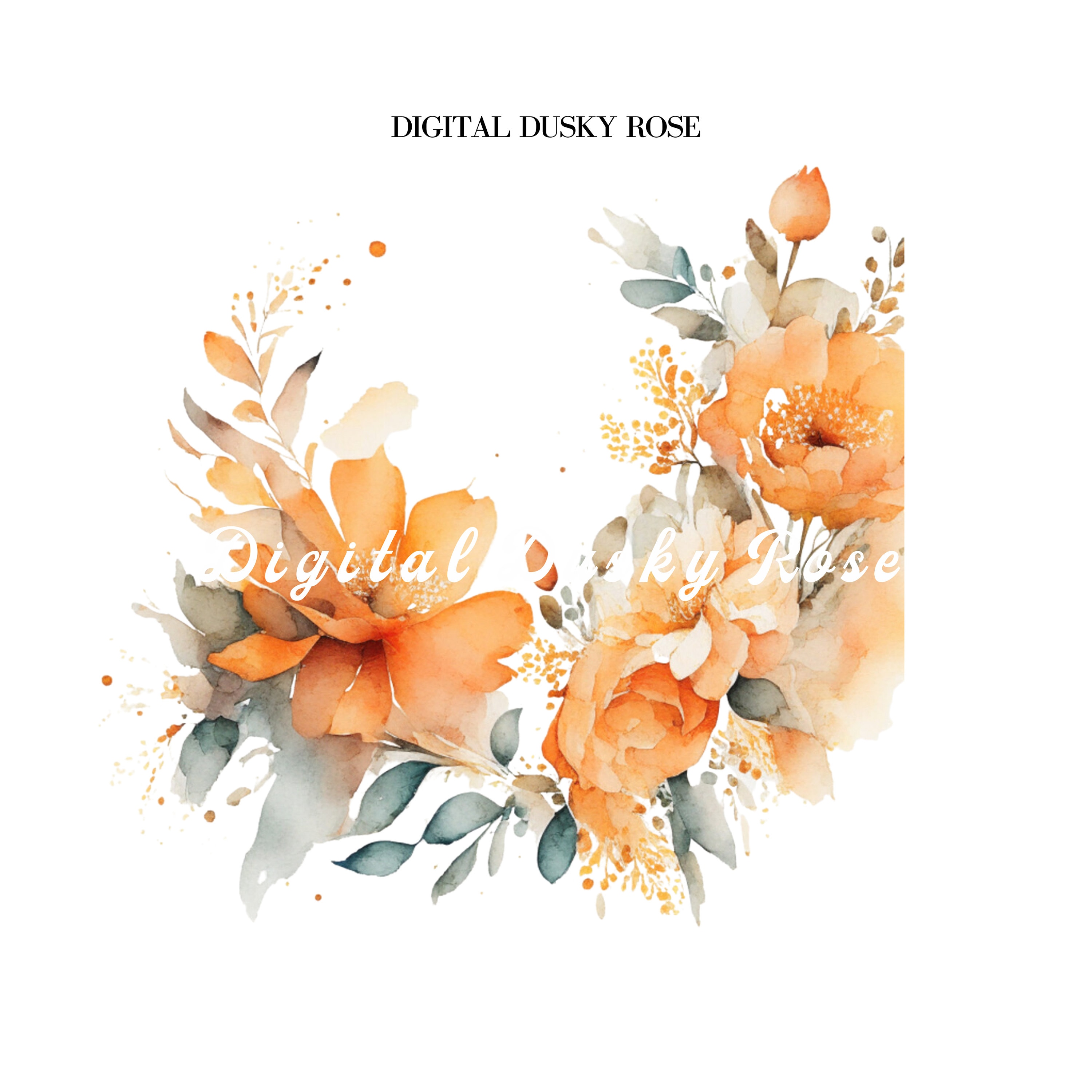 Orange Flowers Clipart PNG Watercolor Clipart Floral - Etsy