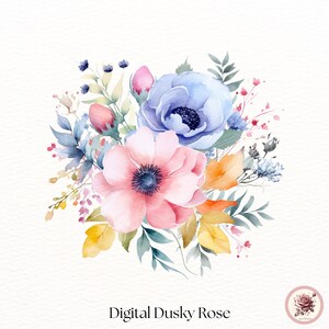 Pastel Flower Bouquet, Wedding Clipart, Floral Watercolor, Spring ...