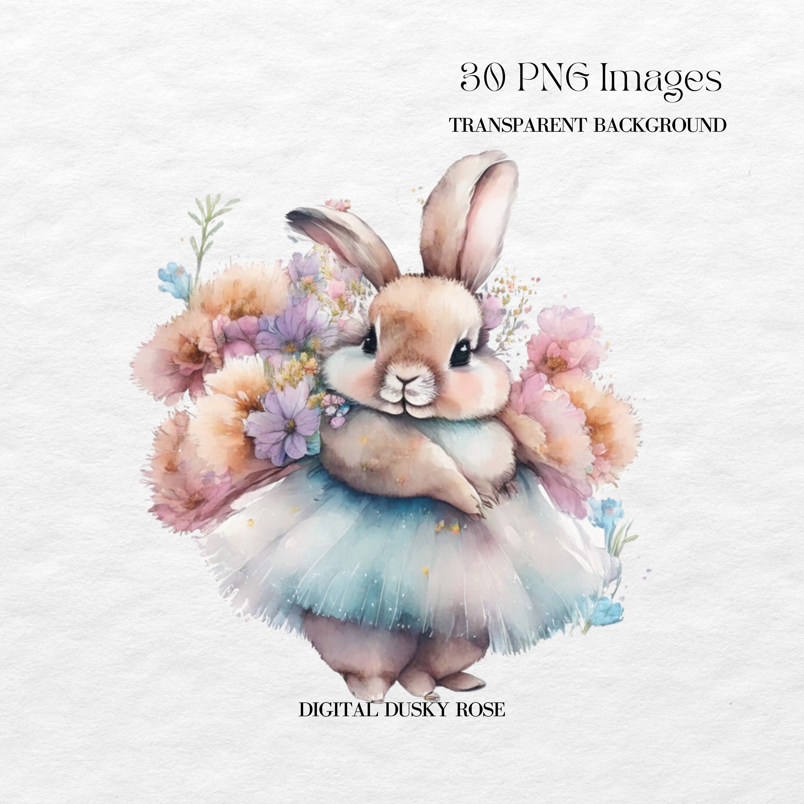 Clipart Fluffy Bunnies Watercolor Bunny Clipart Pastel - Etsy