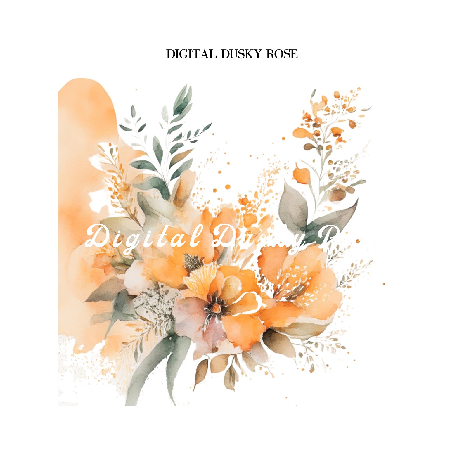 Orange Flowers Clipart PNG Watercolor Clipart Floral - Etsy