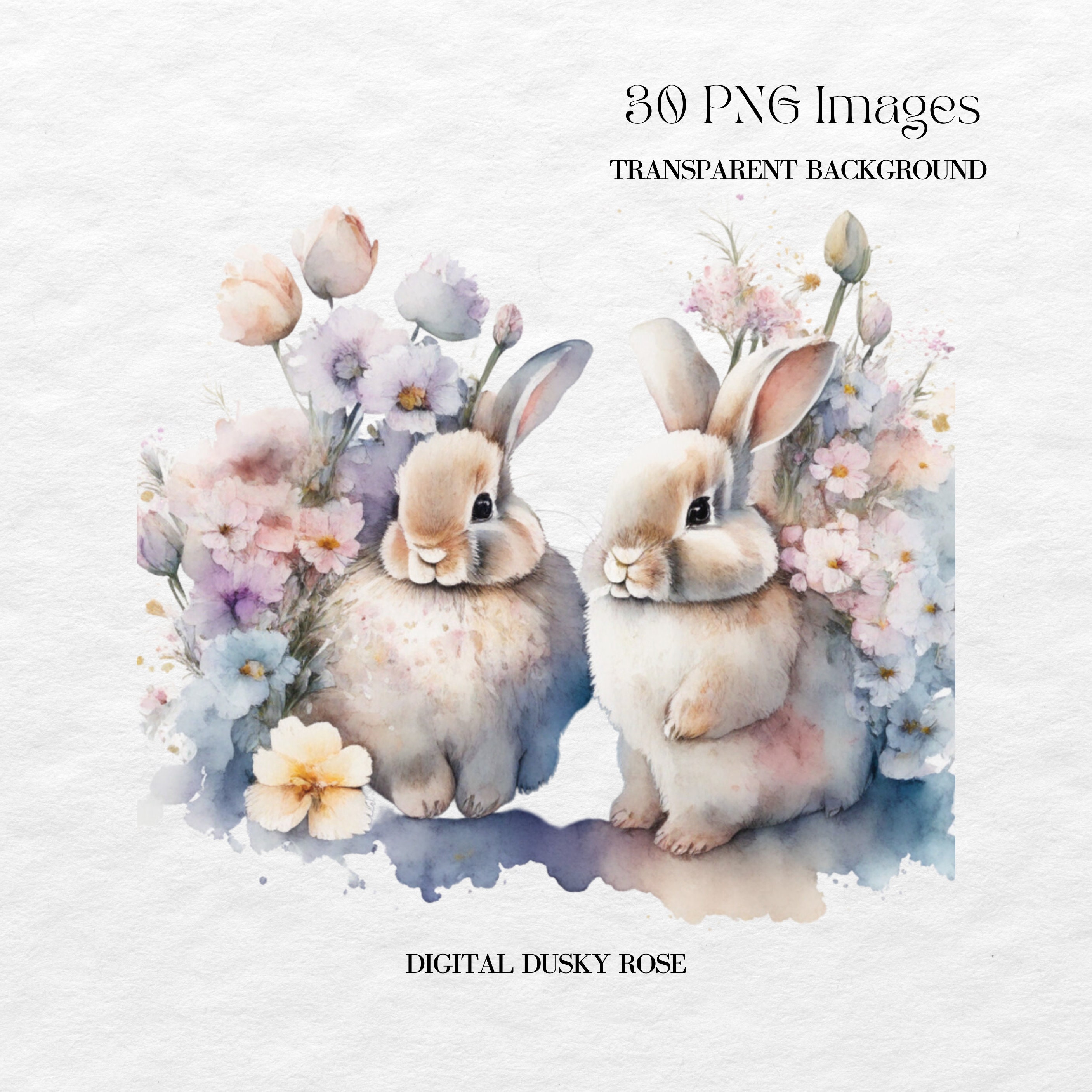 Clipart Fluffy Bunnies Watercolor Bunny Clipart Pastel - Etsy