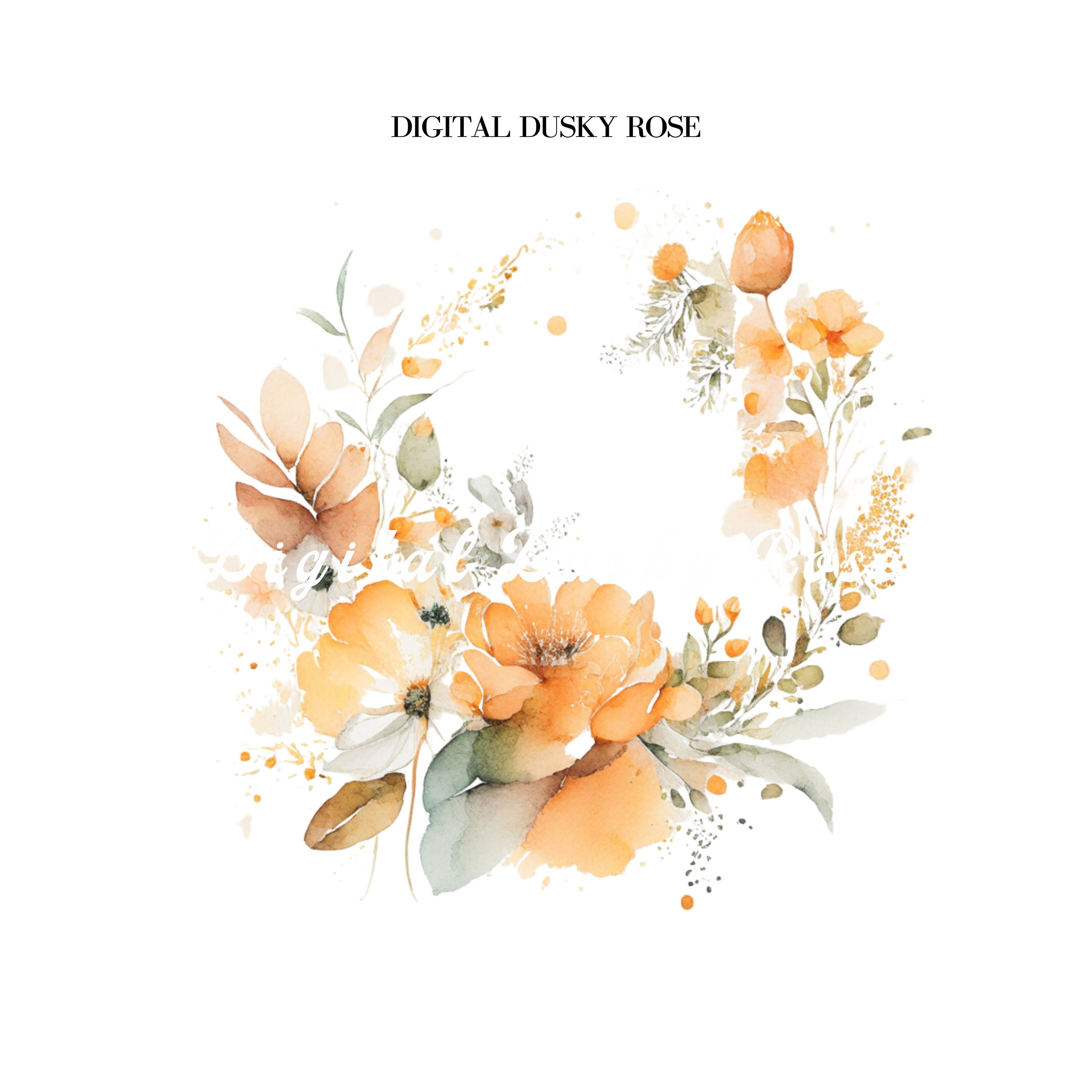 Orange Flowers Clipart PNG Watercolor Clipart Floral - Etsy