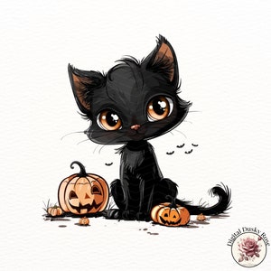 Black Cat Pumpkin Clipart: Halloween Junk Journal, Scrapbooking ...