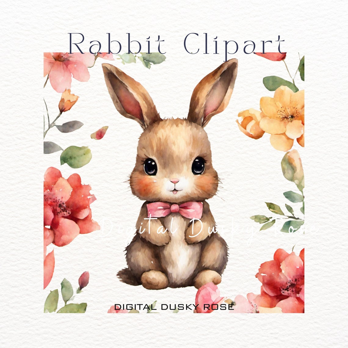 Rabbit Watercolor Clipart PNG Cute Forest Animal Kawaii - Etsy