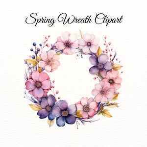 Spring Wreath Clipart, PNG, Watercolor Flowers, Multi Colored Wreath ...