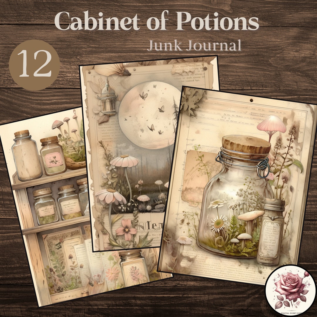 Cabinet of Potions Junk Journal Pages Mystic Herbal Apothecary ...