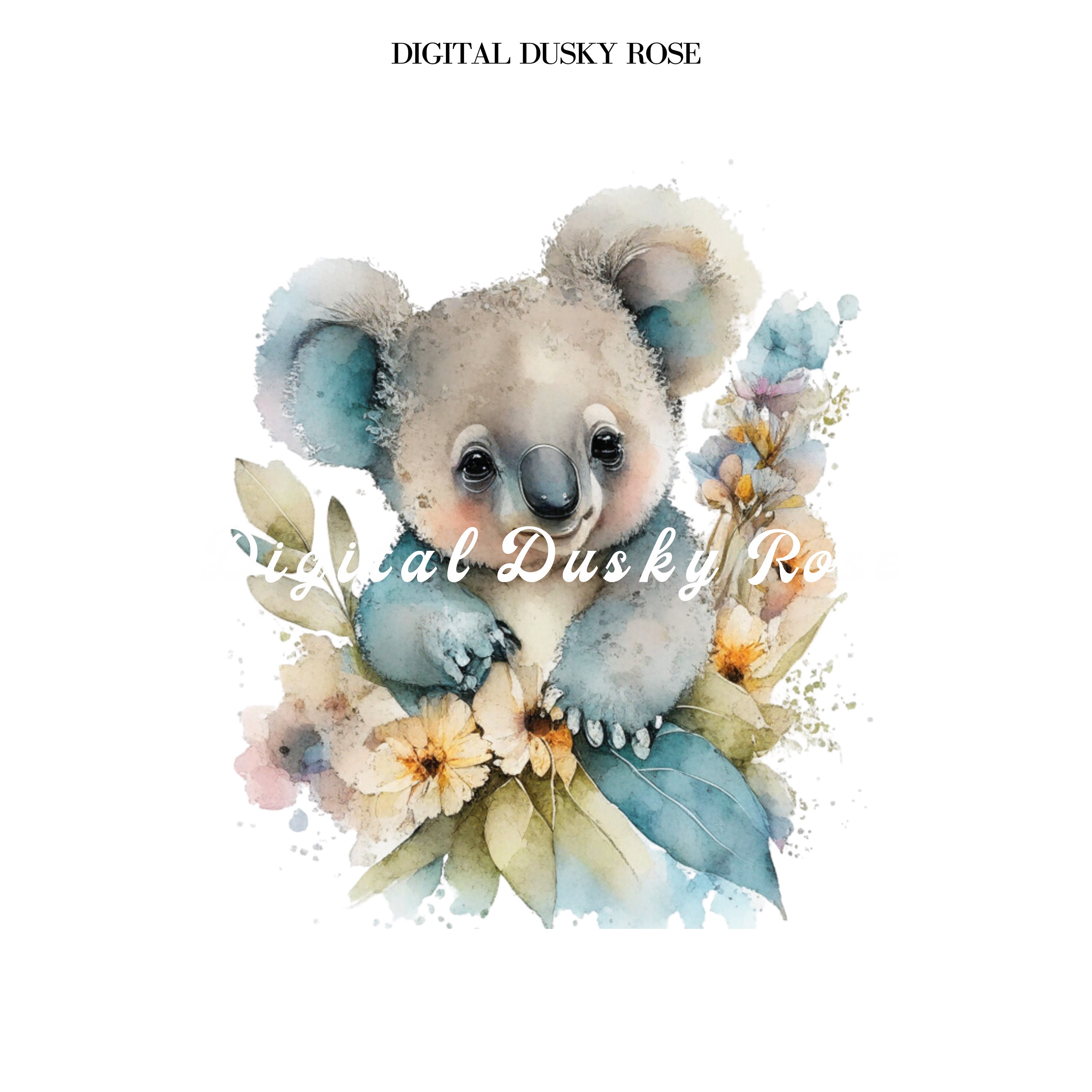 Baby Koala Clipart Floral Cute Koala Watercolor Scrapbook Images Card ...
