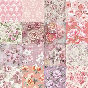120 Pink Vintage, Shabby Chic, Digital Paper Flower Background ...