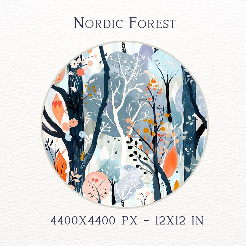 Winter Nordic Forest Digital Paper Watercolor Trees Background for ...