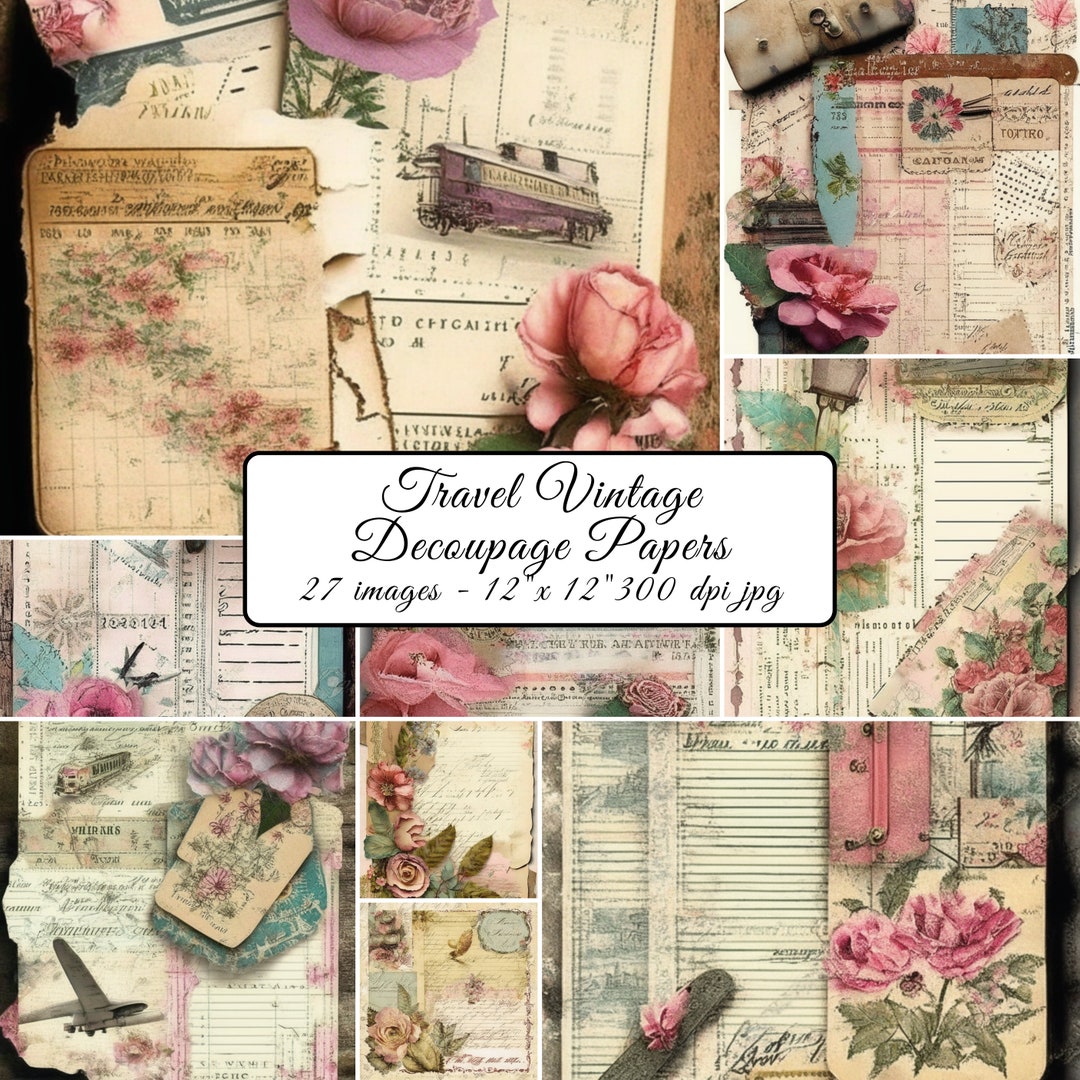 27 Travel Vintage Decoupage Paper Digital Download JPG - Etsy