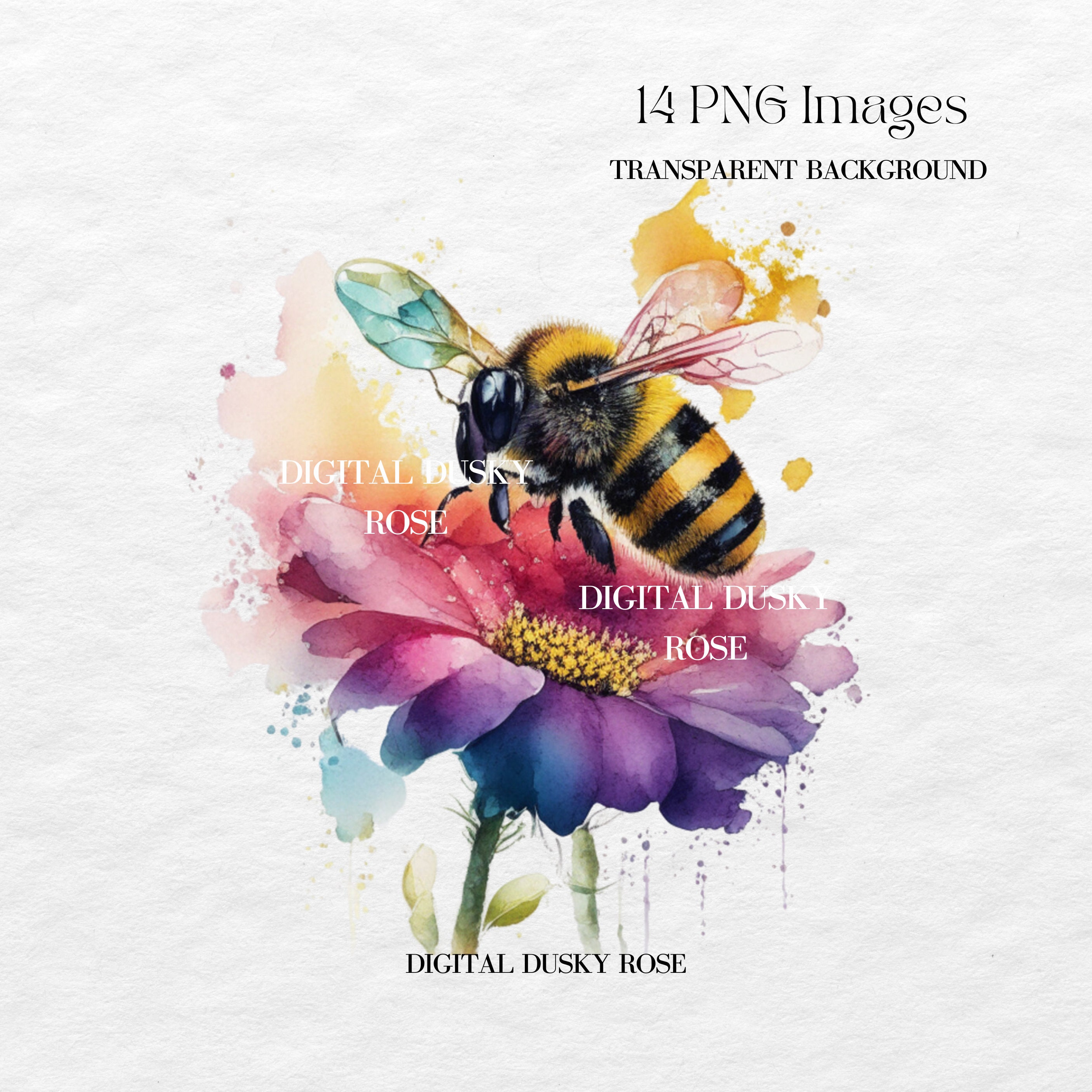 Bees Flower Clipart Bundle Watercolor High-resolution - Etsy