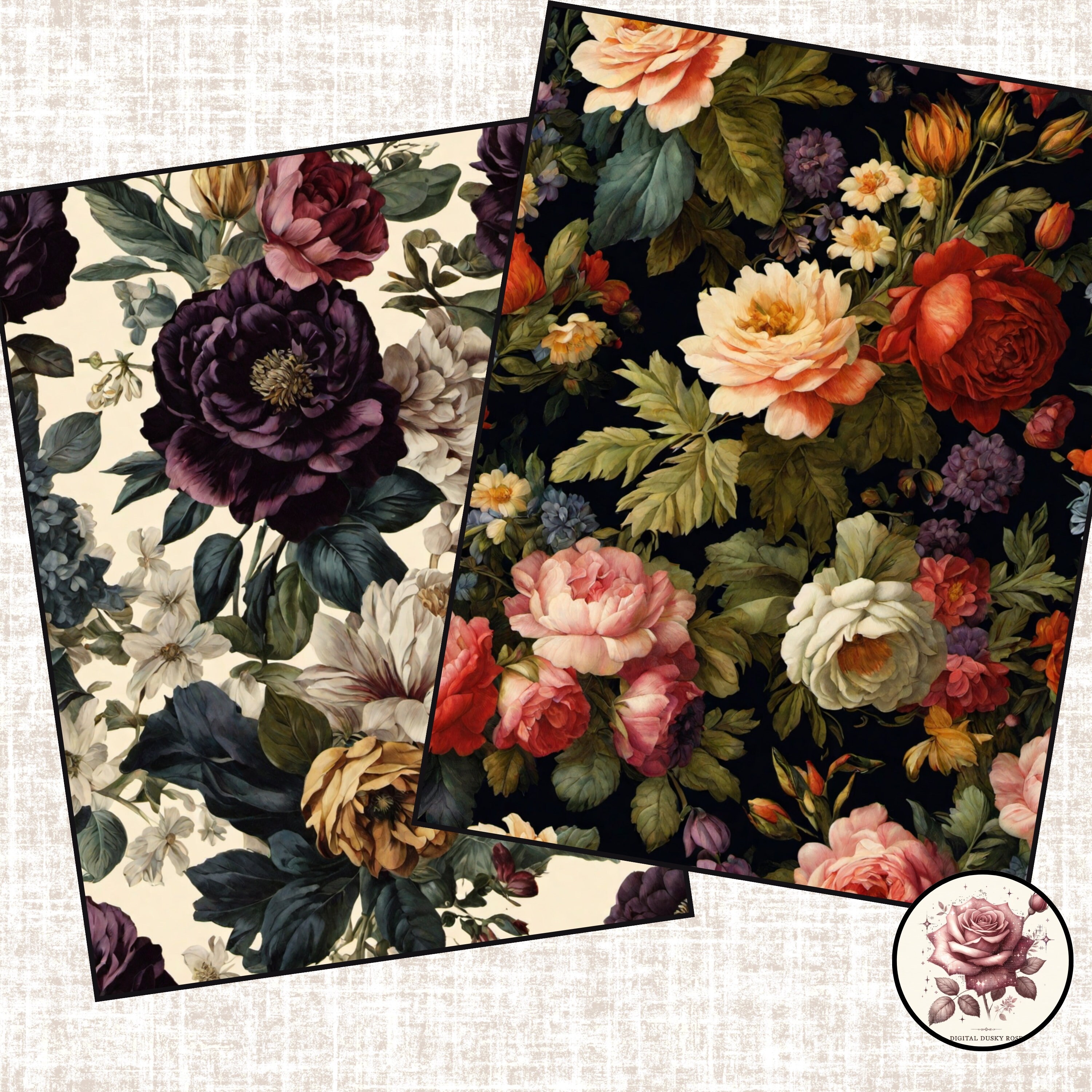 Dark Academia Flowers Junk Journal Pages 10 Moody Vintage Style ...