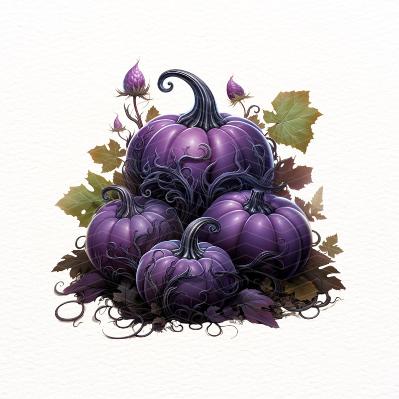 Purple & White Pumpkins Clipart Set, Halloween Sublimation PNG, High ...