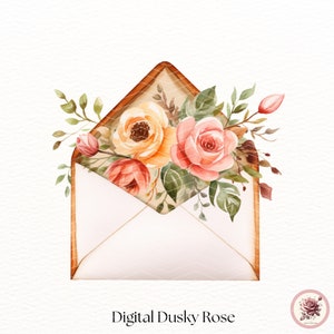 Floral Envelopes Clipart, Watercolor Valentine, Love Letters, High ...