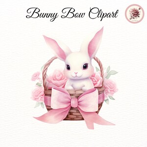 Adorable Baby Bunny Girl Clipart With Pink Bow - Perfect for Easter ...