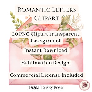 Floral Envelopes Clipart, Watercolor Valentine, Love Letters, High ...
