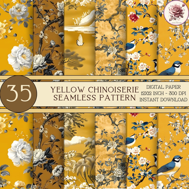 Yellow Chinoiserie Fabric - Etsy
