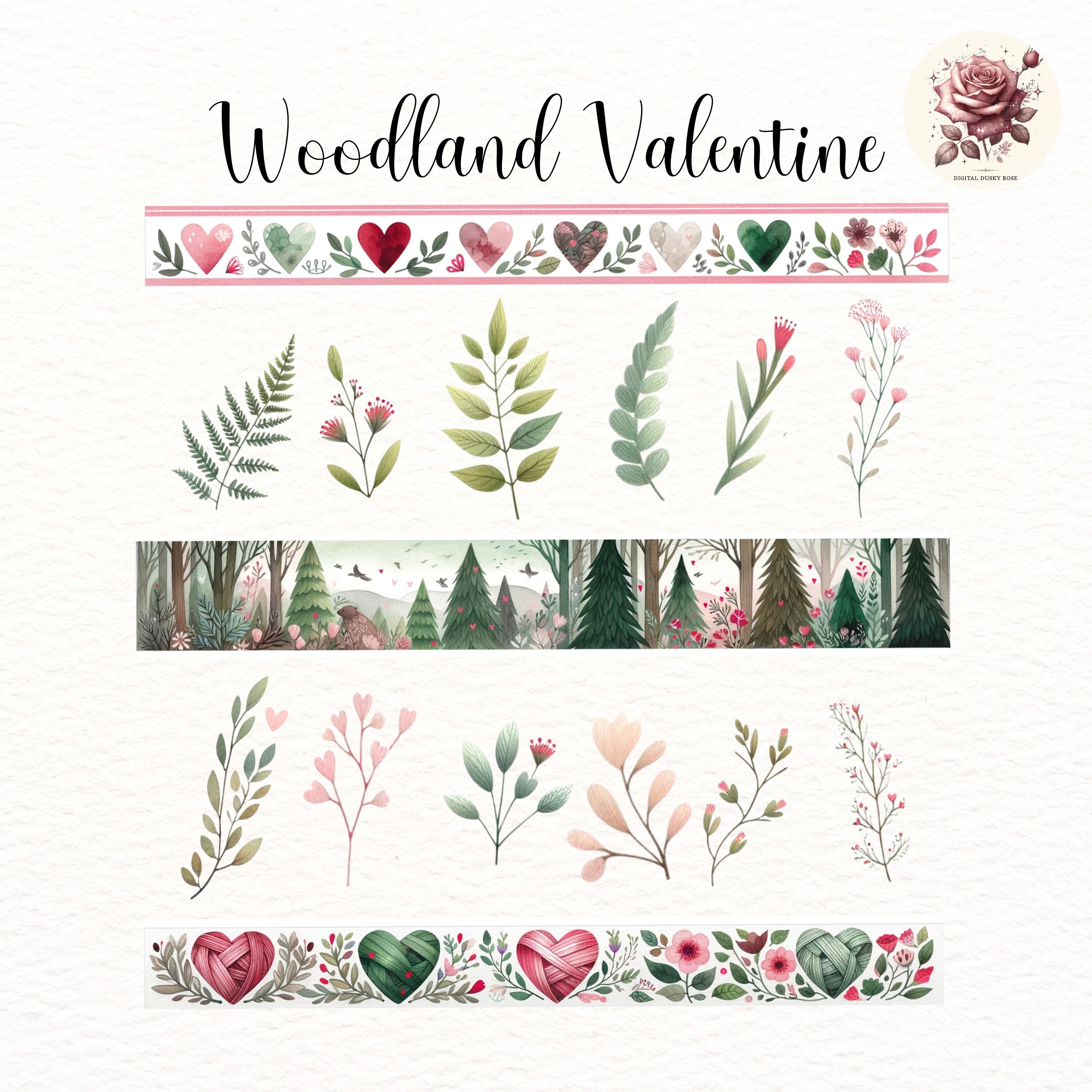 Woodland Creatures Valentine's Day Clipart, PNG, Woodland Animals ...