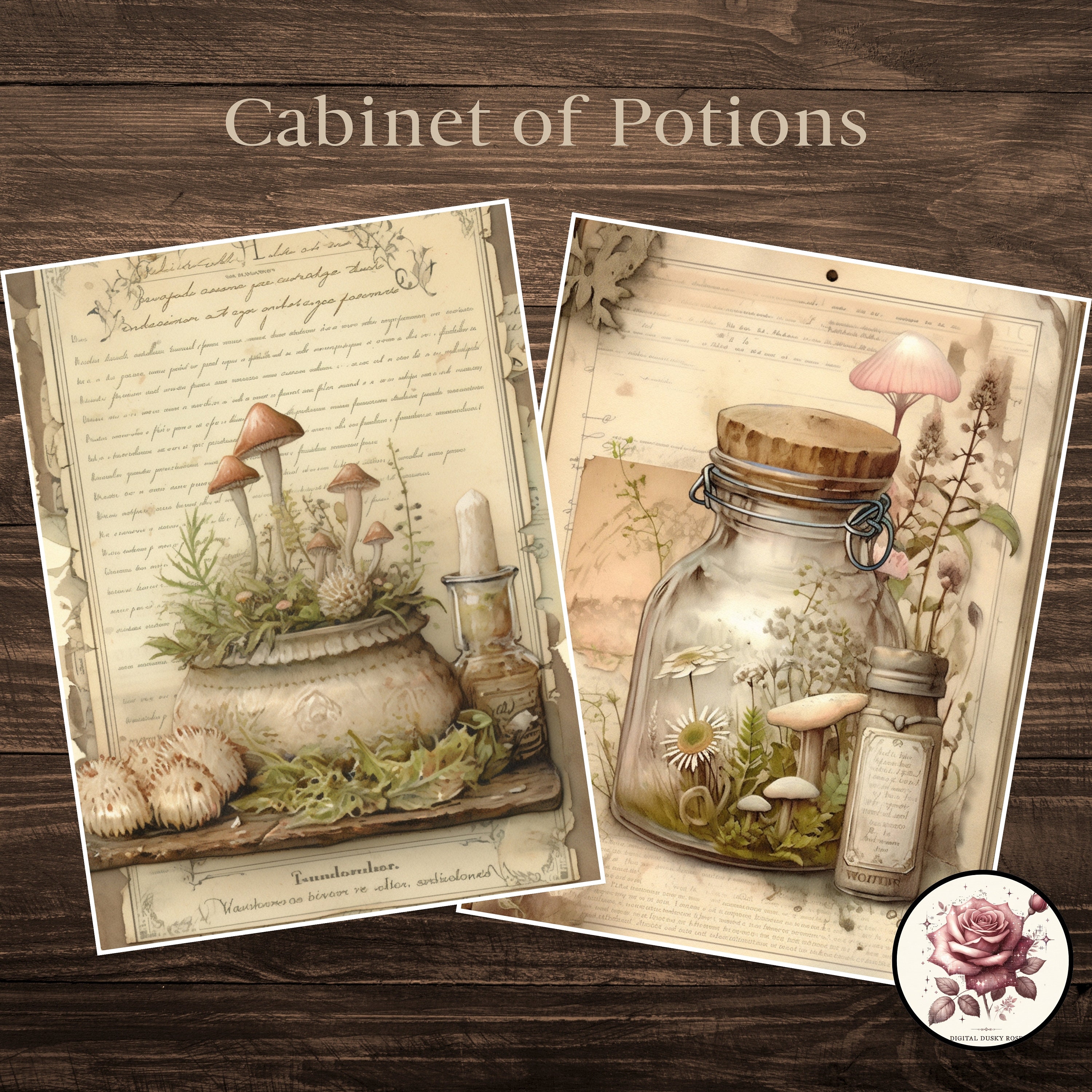 Cabinet of Potions Junk Journal Pages Mystic Herbal Apothecary ...