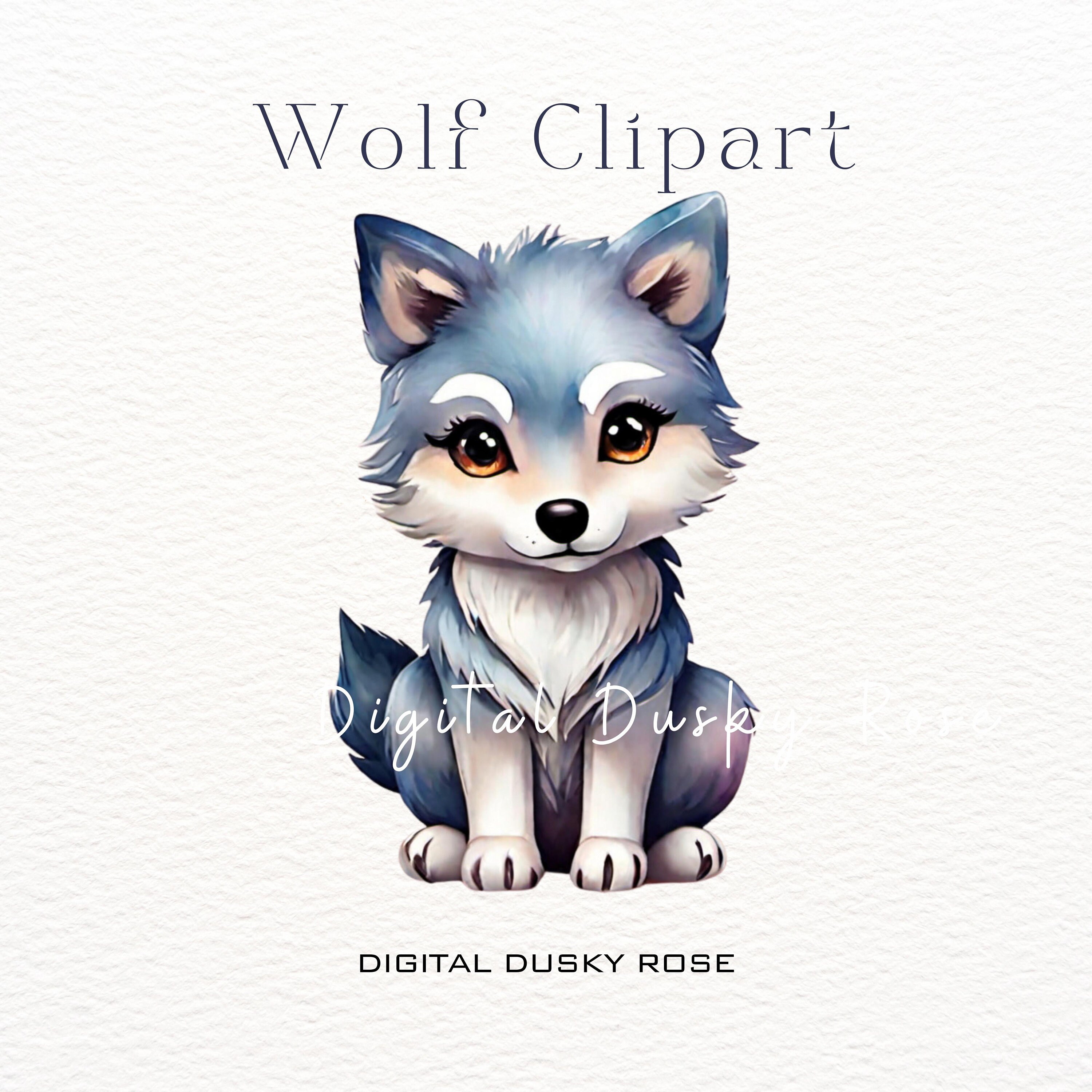 Wolf Watercolor Clipart PNG, Cute Wild Animal Craft Illustrations, DIY ...