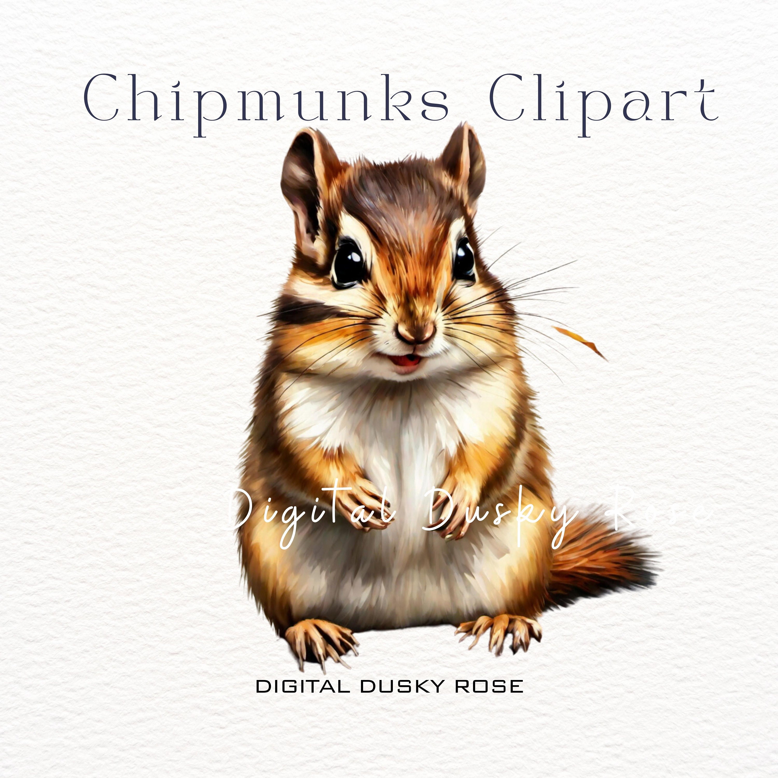 Chipmunk Watercolor Clipart PNG Cute Wild Animal Craft - Etsy