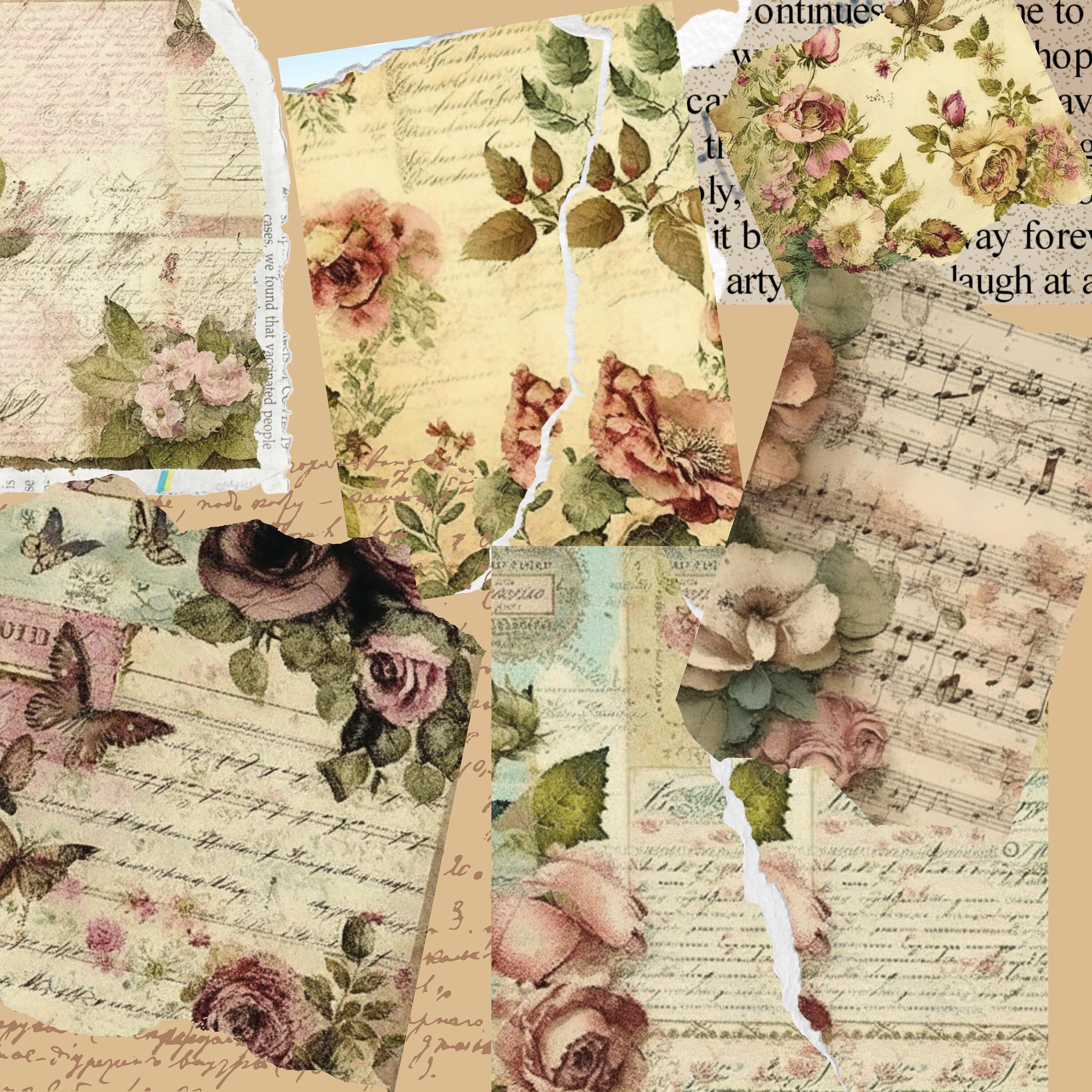 Floral Vintage Decoupage Paper, Digital Download JPG, Premade Tags ...