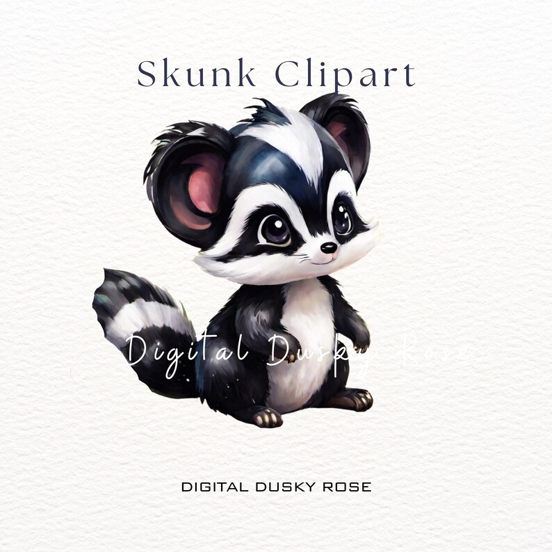 Skunk Watercolor Clipart PNG Cute Wild Animal Craft - Etsy