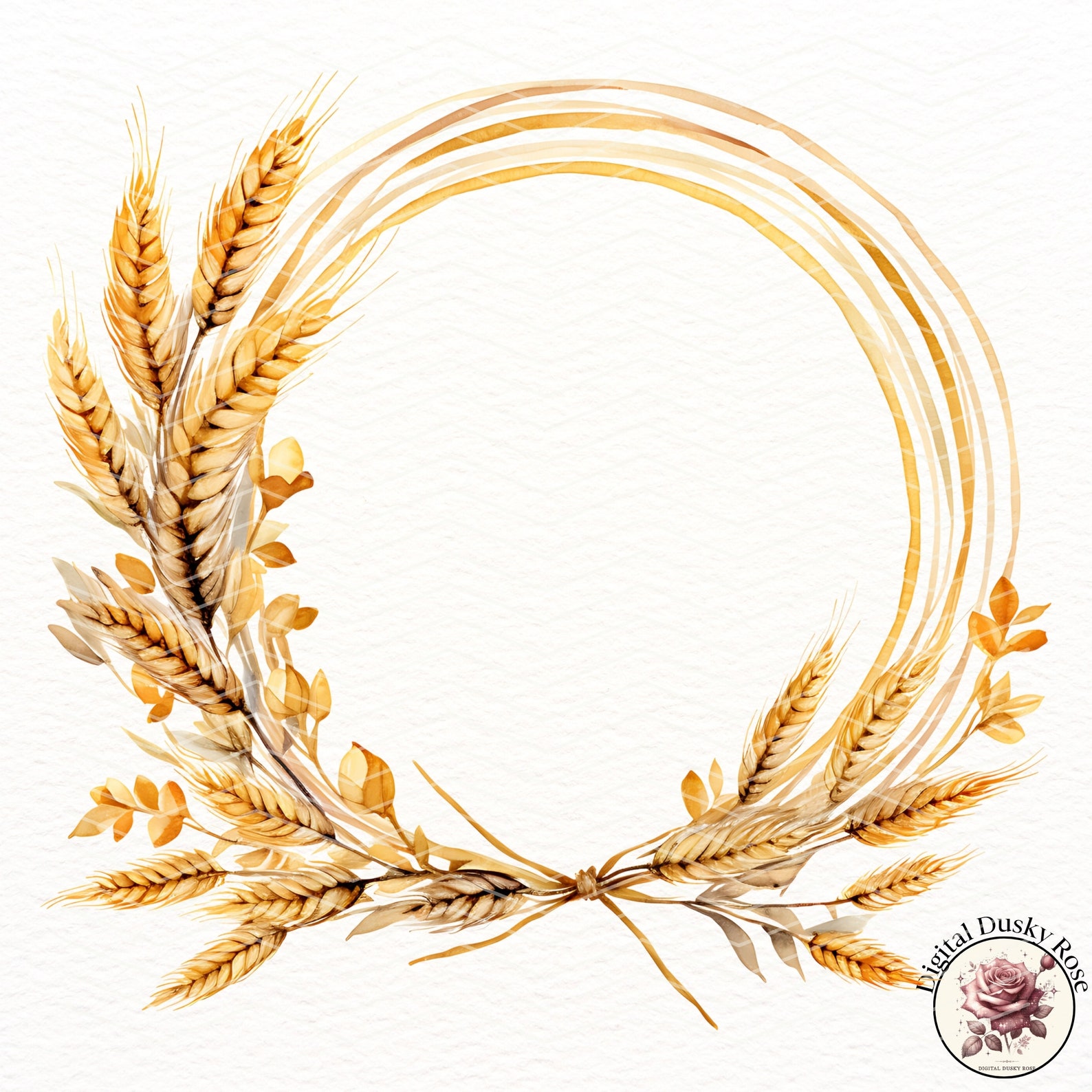 Watercolor Wheat Wreath Clipart Autumn Wreath for Scrapbooking ...