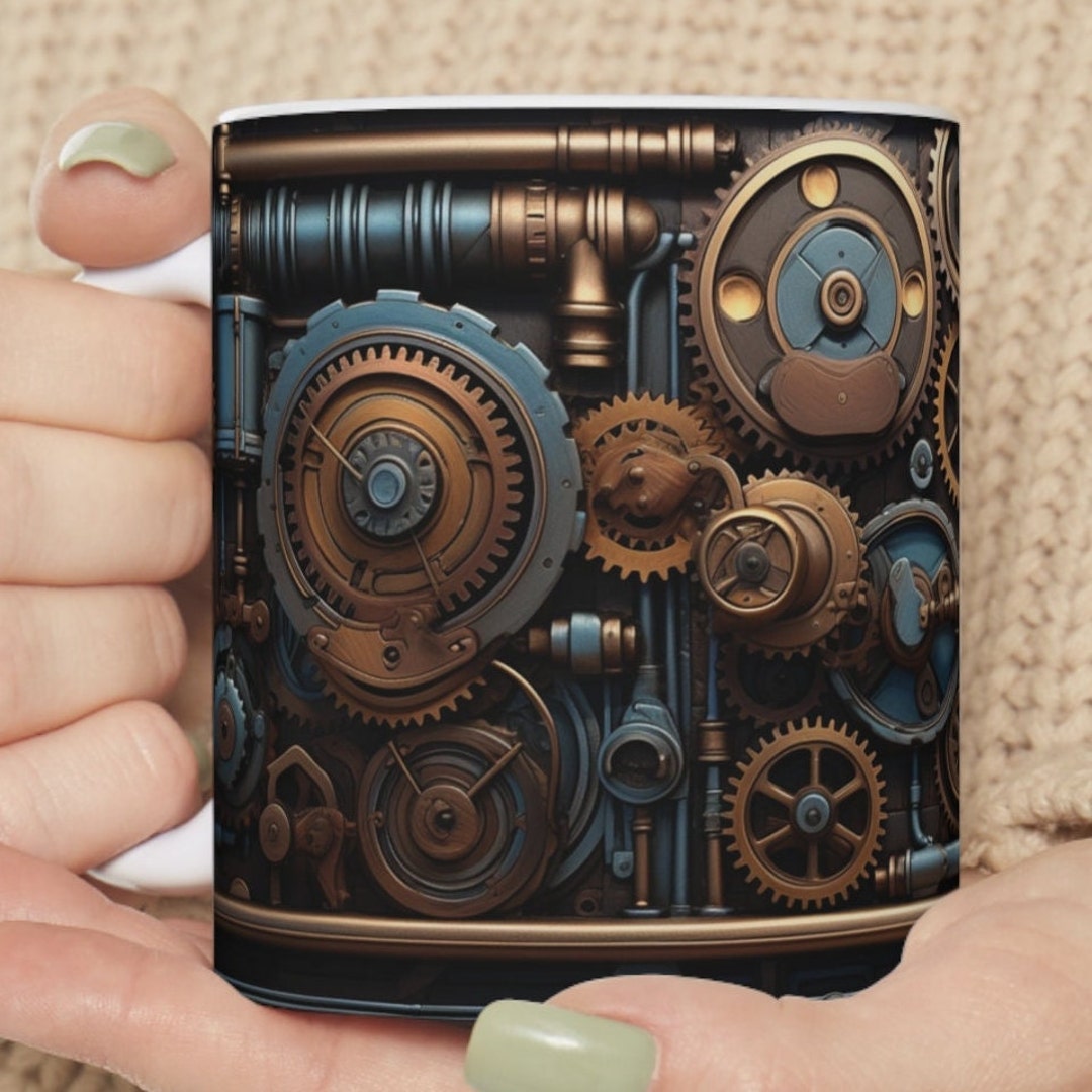 Steampunk Mug - 3D Illusion Mug | Unique Ceramic Coffee Mug (lead and ...